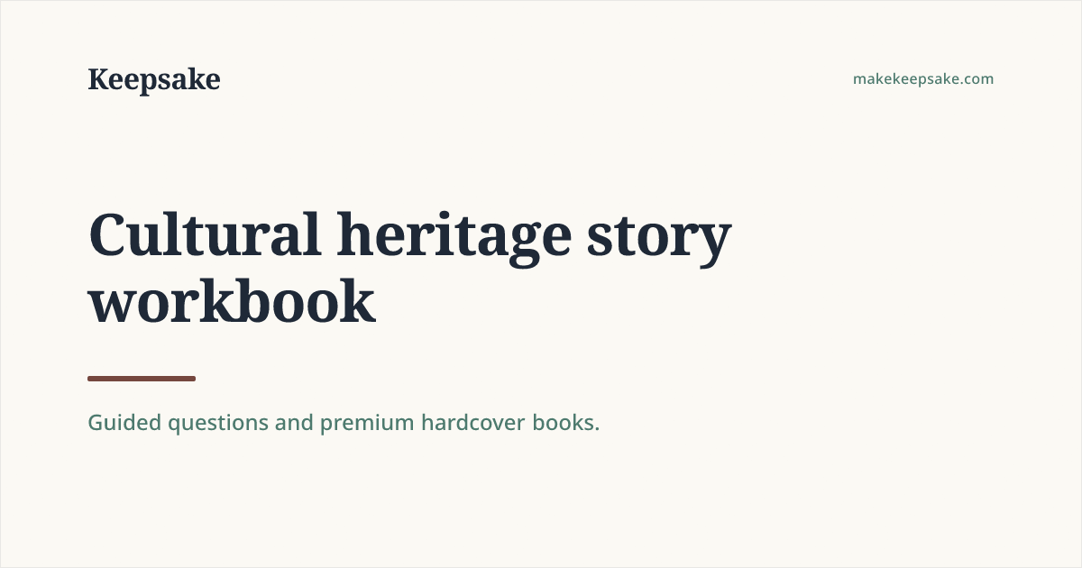 Cultural heritage story workbook